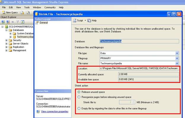 Database Shrinking in SQL server 2005 - Techyv.com Database Shrinking in SQL server 2005 - Techyv.com
